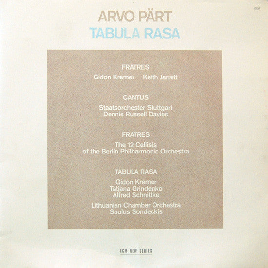 Tabula Rasa by Arvo Pärt – Record Selector